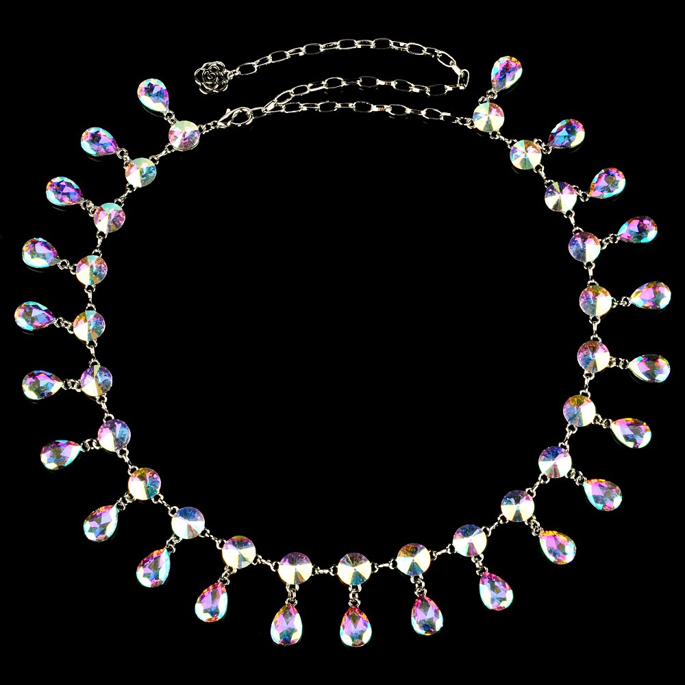 Women Crystal Rhinestone Water Metal Hip Waistband... – Grandado