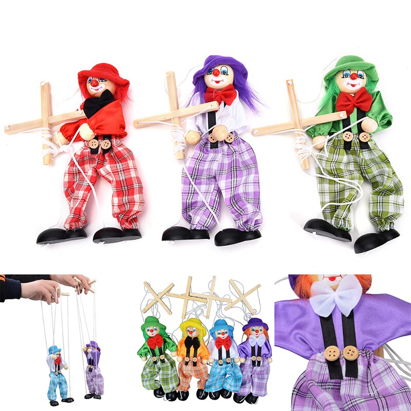 Kids Classic Funny Wooden Clown Pull String Puppet... – Grandado