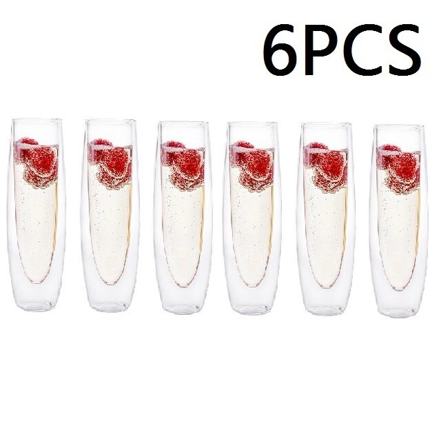 6/4/2Pcs 150Ml Champagne Glasses Double Wall Coffe... – Grandado