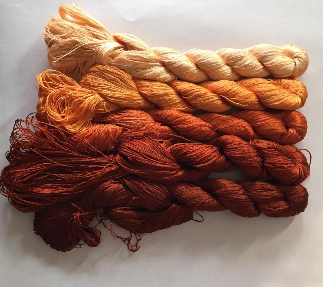 5 MADEJAS, seda china teñida a mano, seda natural ... – Grandado