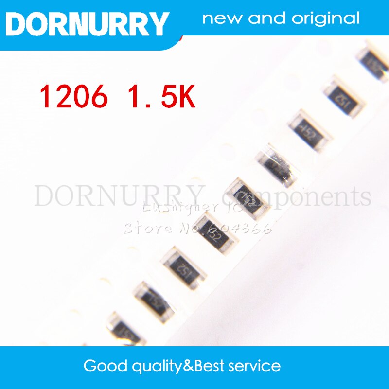 100PCS 1206 SMD Resistor 5% 1.5K Ohm 152 1.5Kohm 1... – Vicedeal