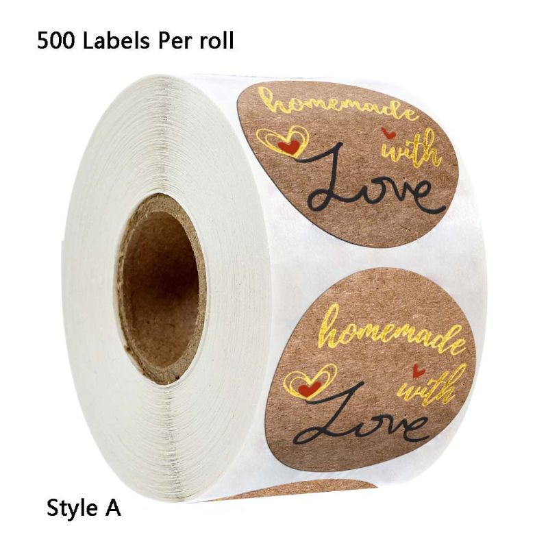 OOTDTY 500pcs Homemade with Love Kraft Stickers wi... – Grandado