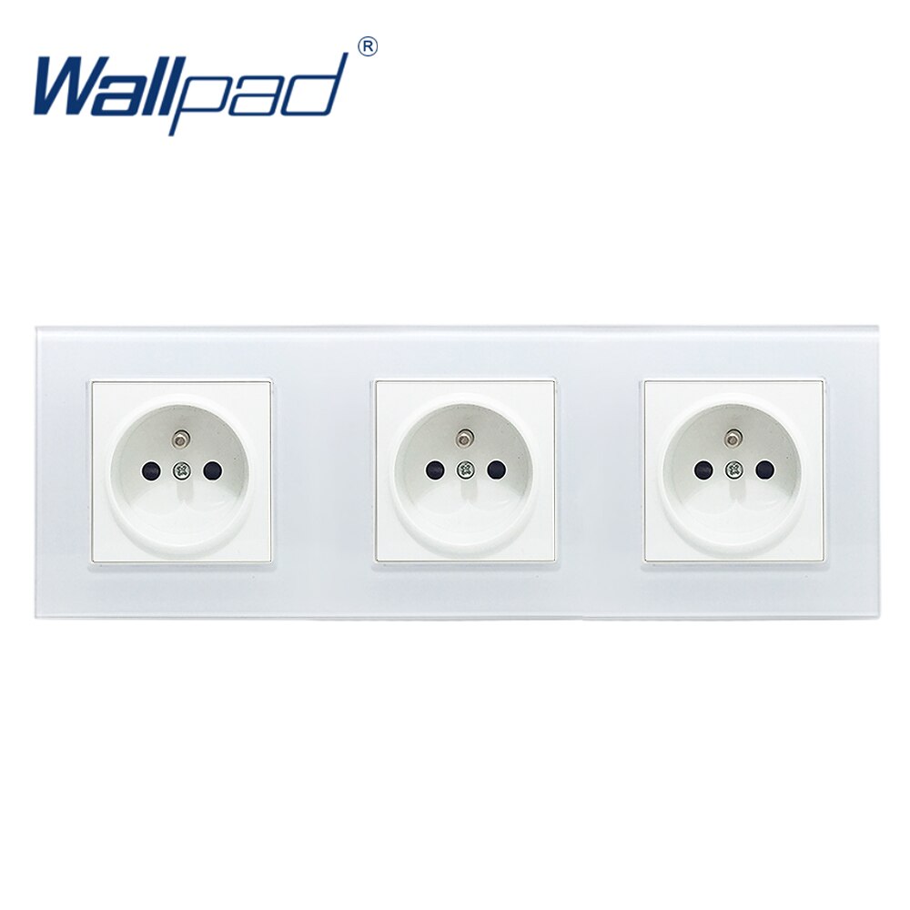 Triple French Socket Wallpad Crystal White Glass P... – Vicedeal