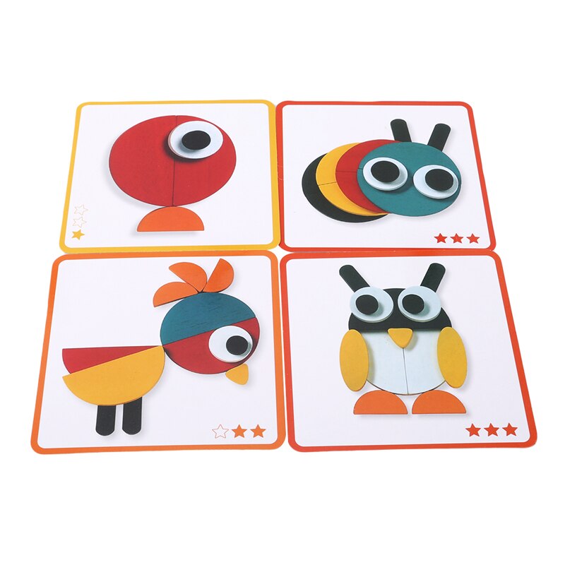 Baby Colorful Tangram Jigsaw Board Children Wooden... – Grandado