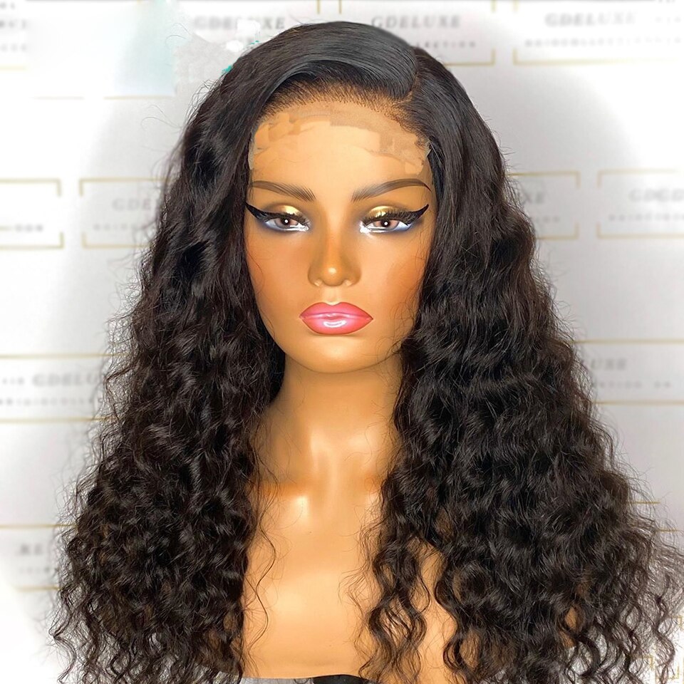 Long Curly Natural Black Mechanism Synthetic Wigs ... – Vicedeal