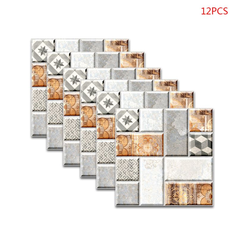 12pcs 3D Self Adhesive PVC Ceramic Tile Sticker Wa... – Grandado