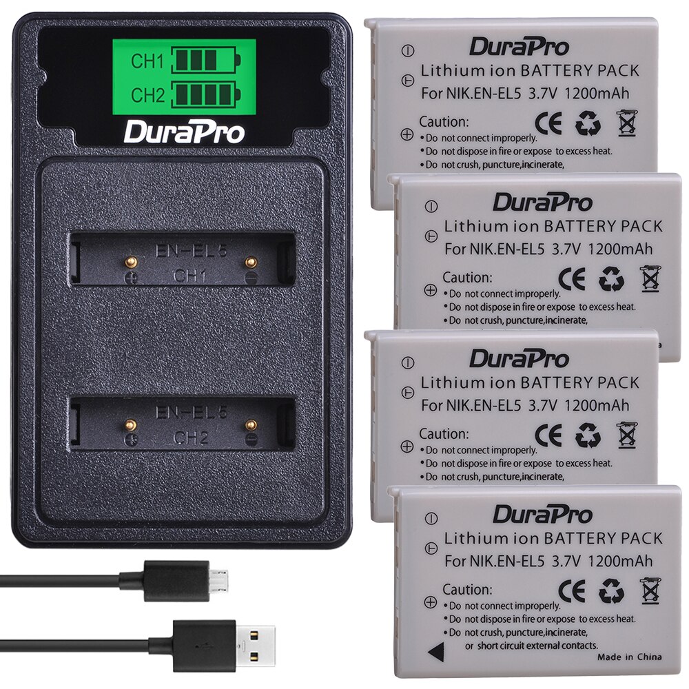 1200mAh EN-EL5 Battery with EN EL5 Battery Charger... – Grandado