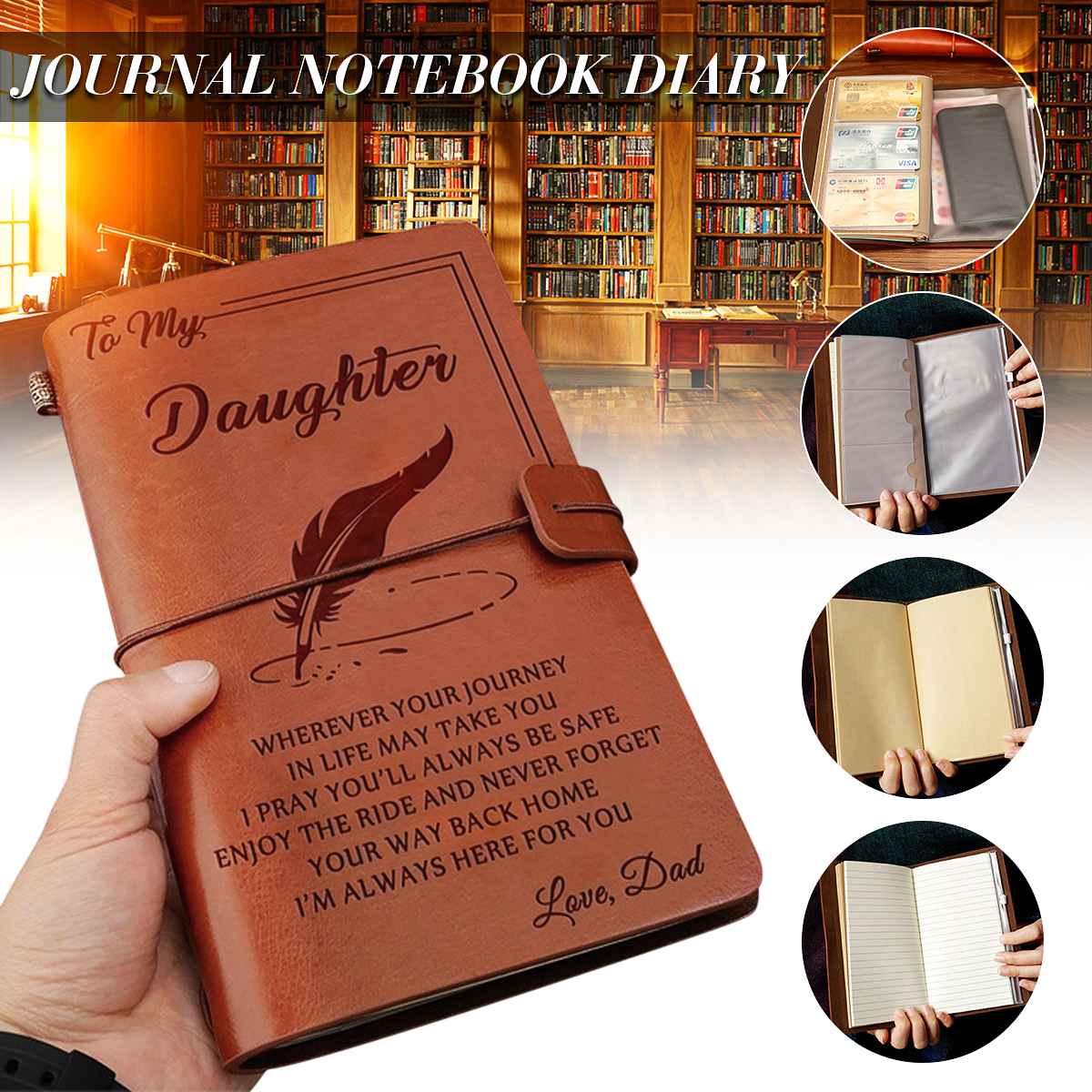 20x12cm Engraved Leather Journal Notebook Diary To... – Grandado