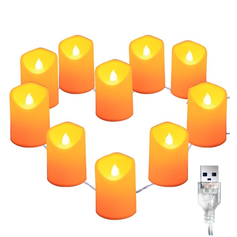 Led kaarsen licht , 10- pack vlamloze kaarsen usb-... – Vicedeal