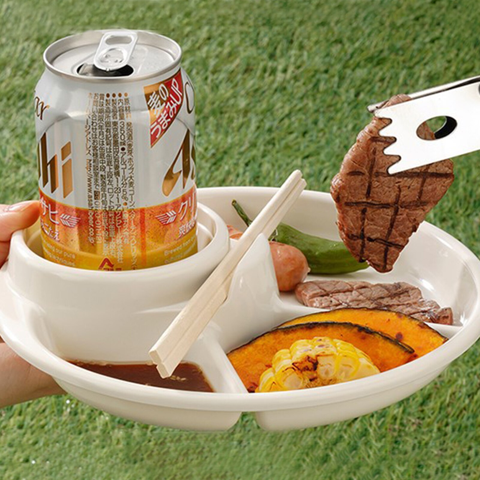 Portable Breakfast Plate Divided Barbecue Picnic T... – Grandado Portable Breakfast Plate Divided Barbecue Picnic T... – Grandado