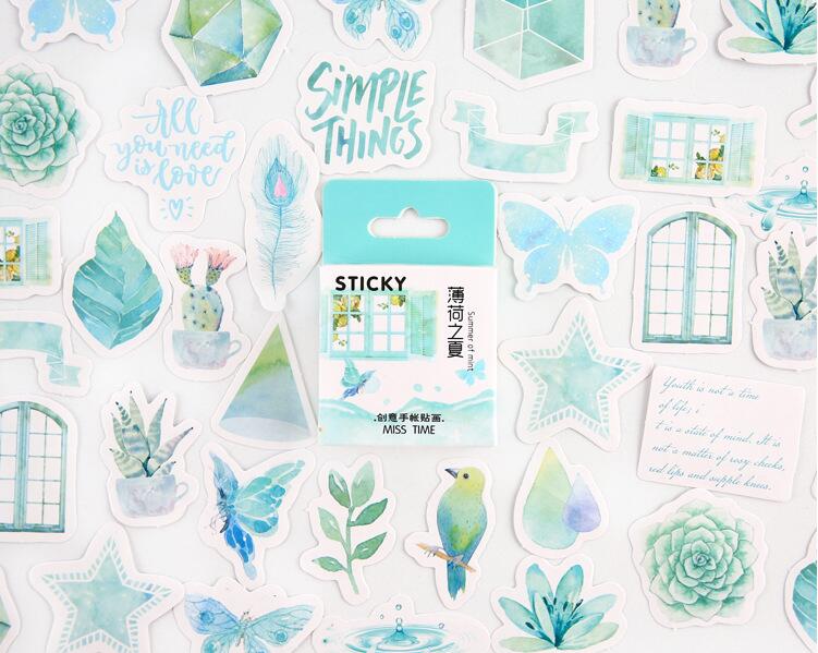 24 pack/lot Mint Summer Stickers Set Decorative St... – Grandado