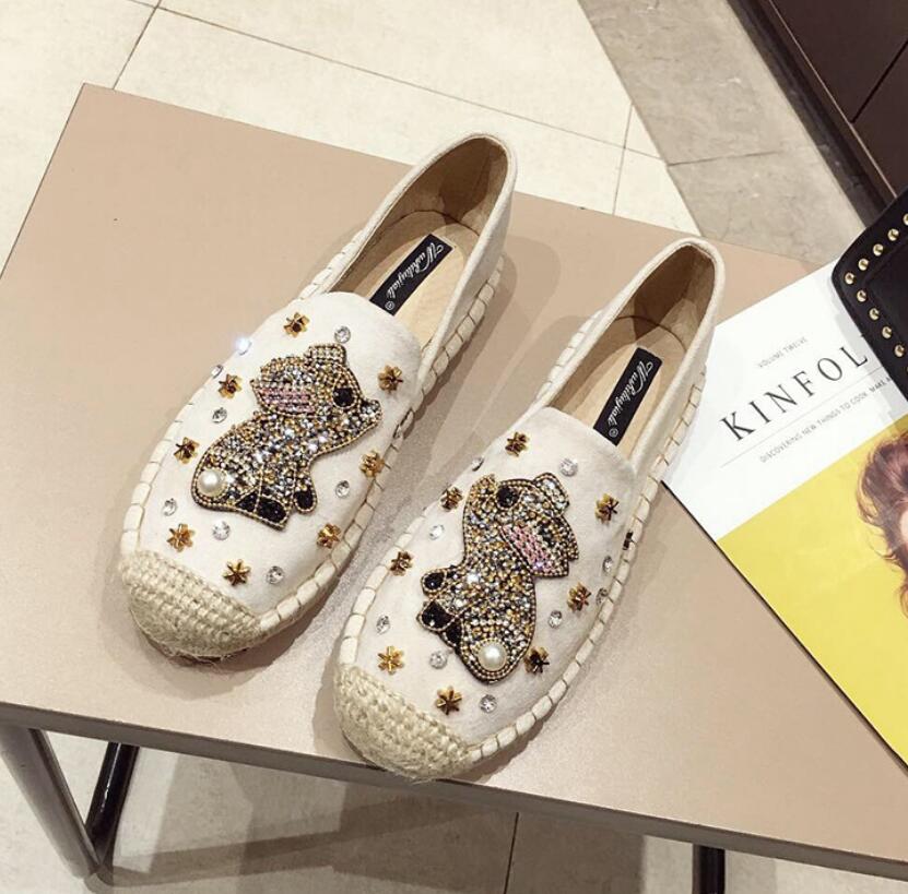 Cute Beading rhinestone pig flats ladies pearl riv... – Grandado