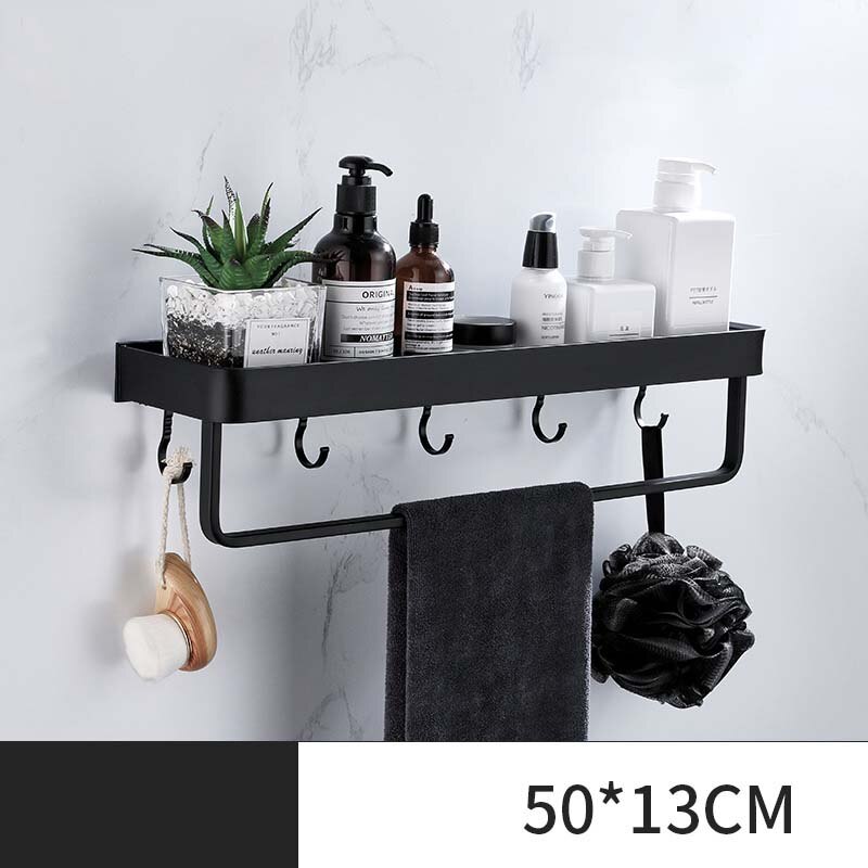 ULA Black Bathroom Shelf 30/40/50cm Kitchen Wall S... – Grandado