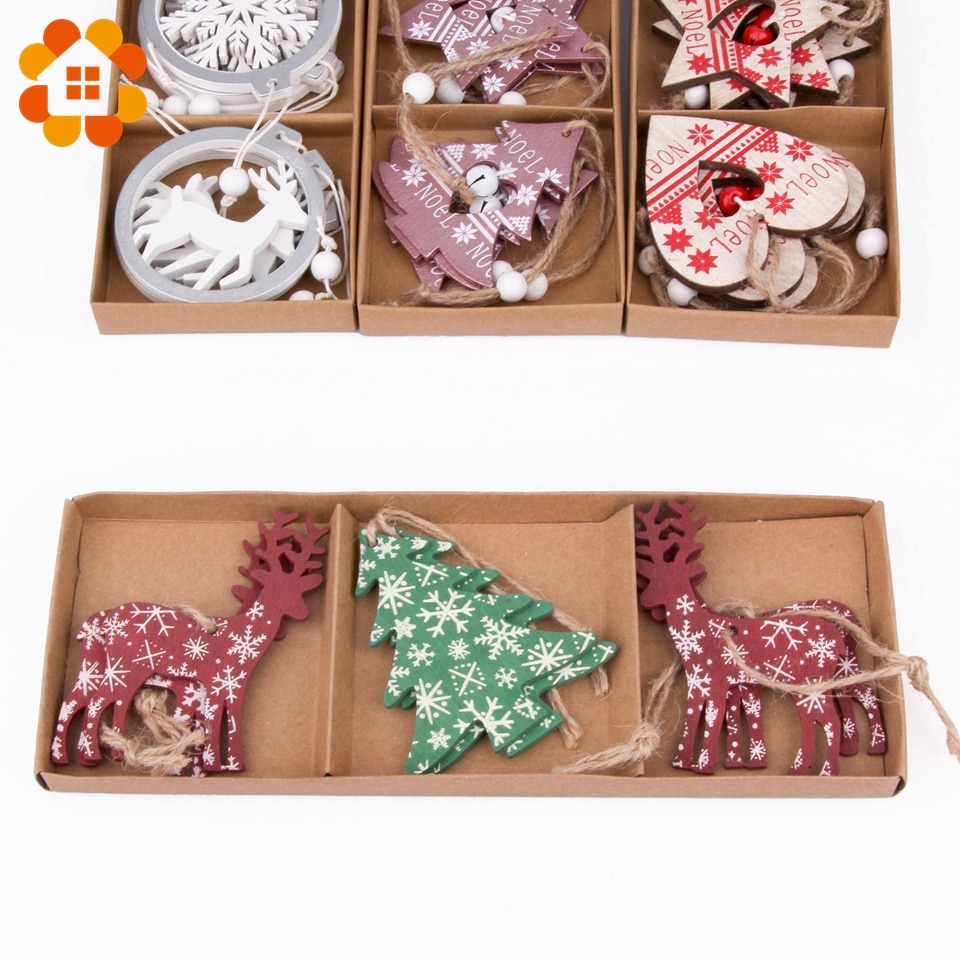 1SET DIY Wooden Printed Christmas Pendants Decorat... – Grandado