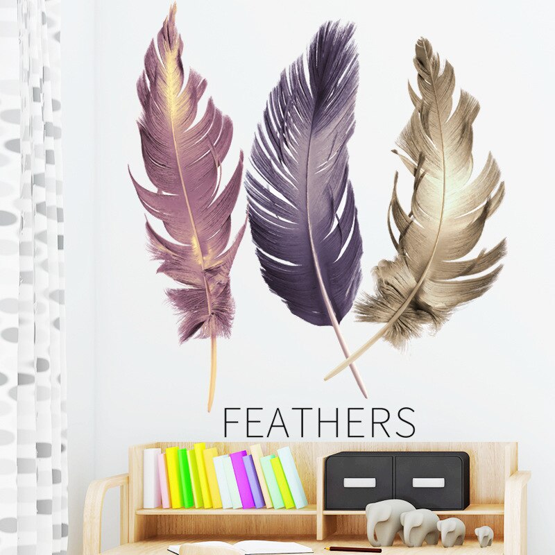 Feather Wall Sticker Living Room Bedroom Warm Room... – Vicedeal