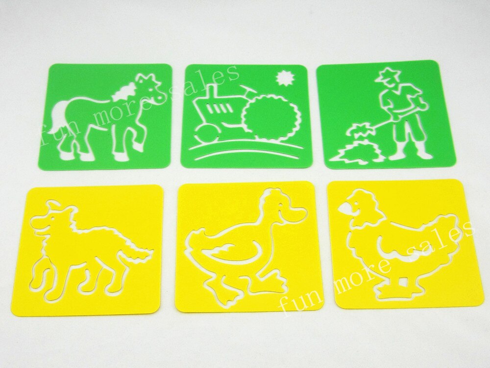 12Designs/set Stencils for painting Kids farm draw... – Grandado