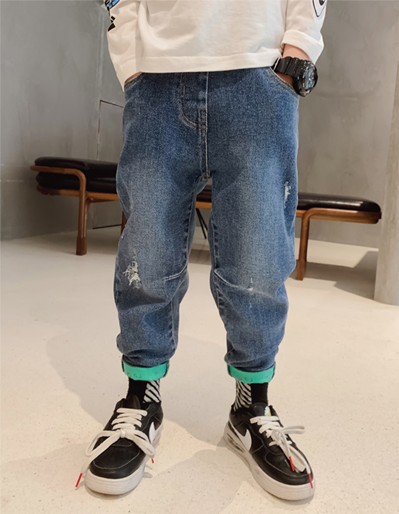 Boy's jeans, children's fall jeans, solid color de... – Vicedeal