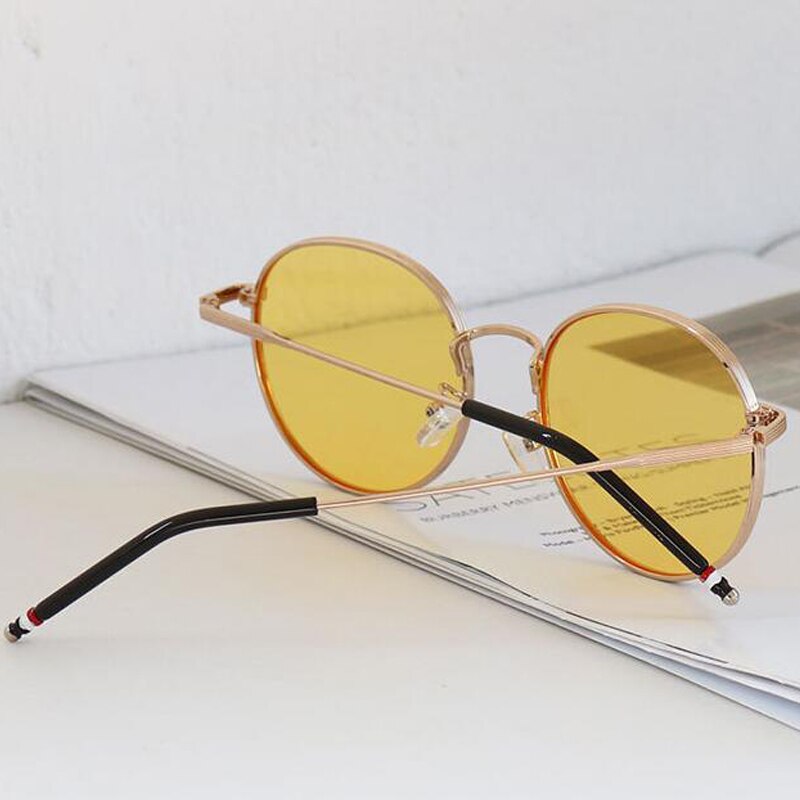DOKLY Yellow Round Sunglasses real UV400 Women Sun... – Vicedeal