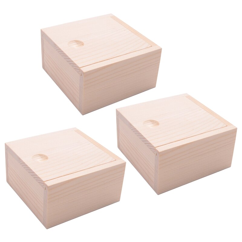 3X Small Plain Wooden Storage Box Case For Jewelle... – Grandado