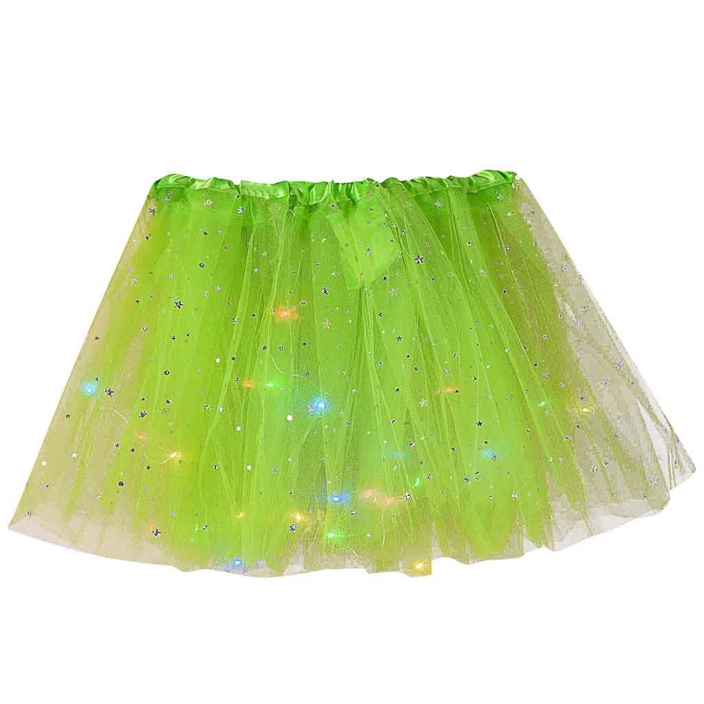 Girls Led Tutu Skirt Star Sequins Mesh Pleated Tul... – Grandado