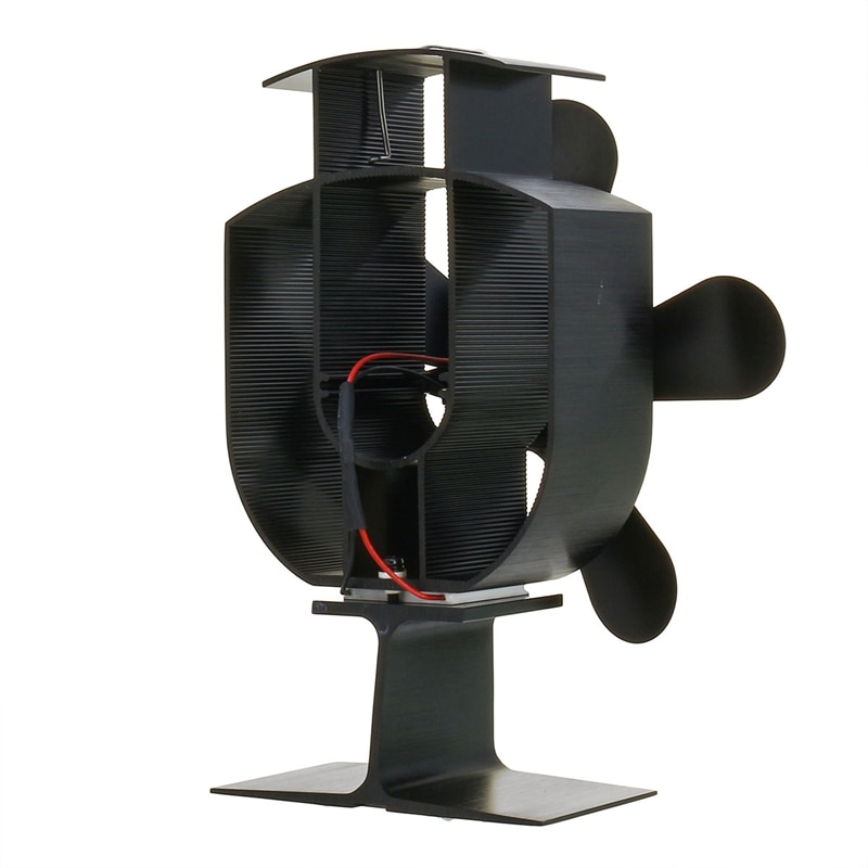 Black 5 Blades Heat Powered Stove Fan Log Wood Bur... – Grandado