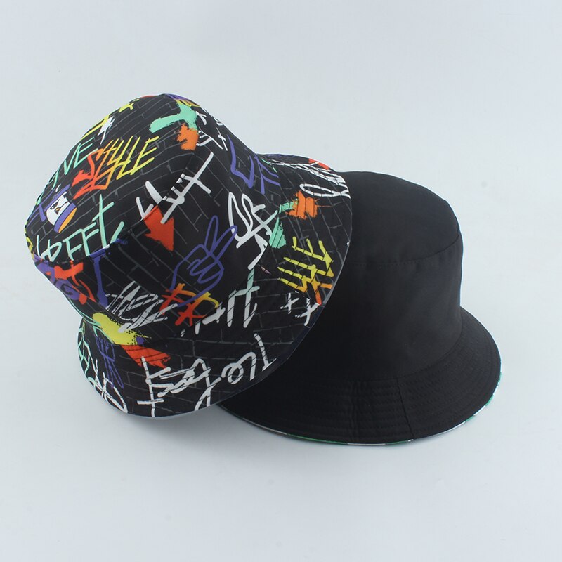 Panama Hoed Graffiti Letters Print Omkeerbare Emme... – Vicedeal