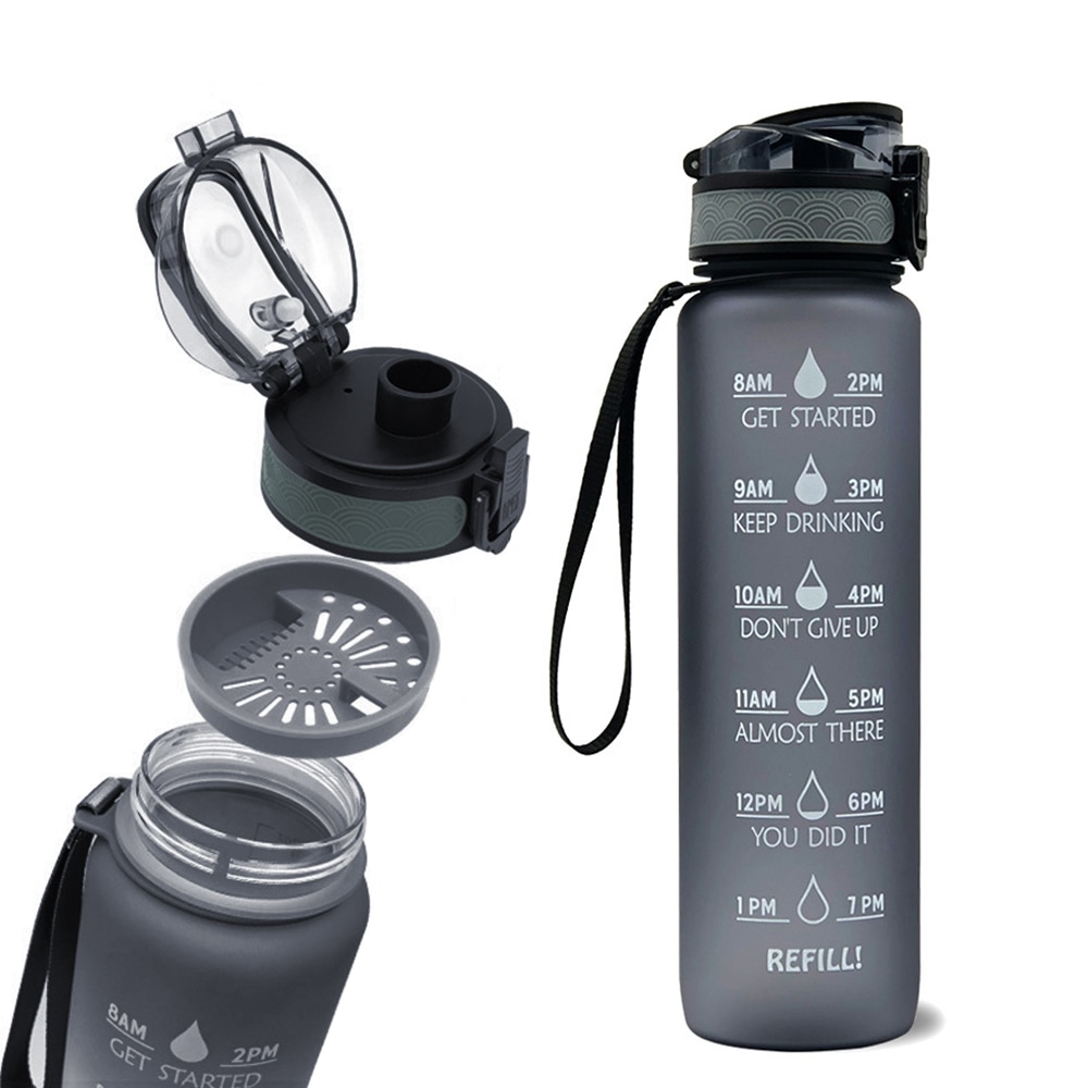 1L Motivational Water Bottle with Time Marker Leak... – Vicedeal