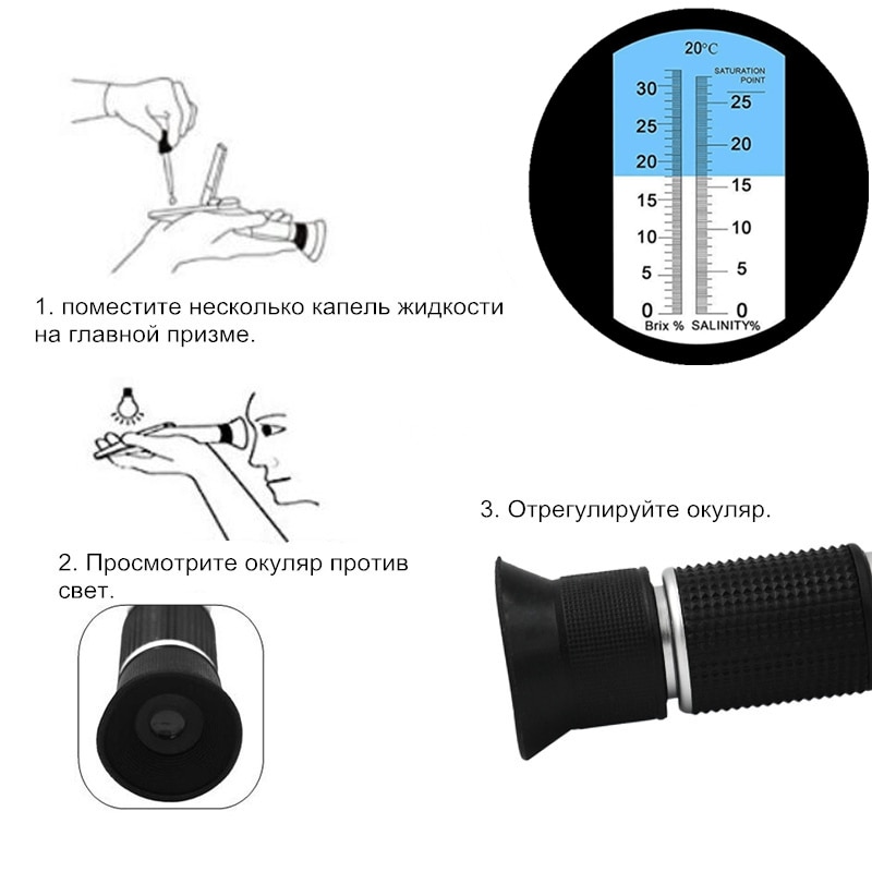 Handheld Refractometer 2 in 1 food Salinity Refrac... – Grandado