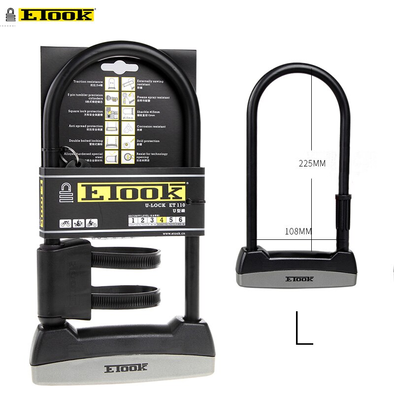 Etook U-Lock Fietsslot Anti-Diefstal Staal Elektri... – Grandado