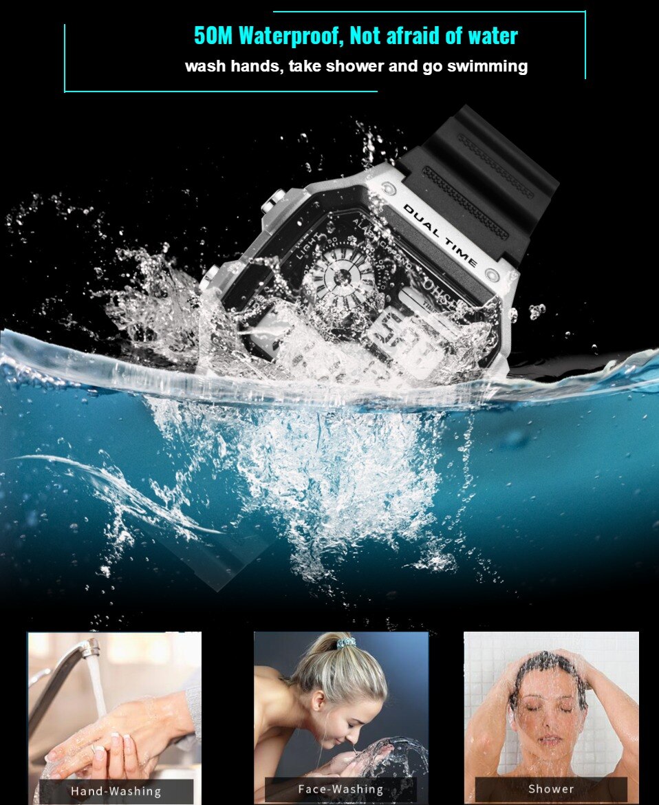 OHSEN Digital Sport Men Watch 50 Waterproof Diving... – Grandado