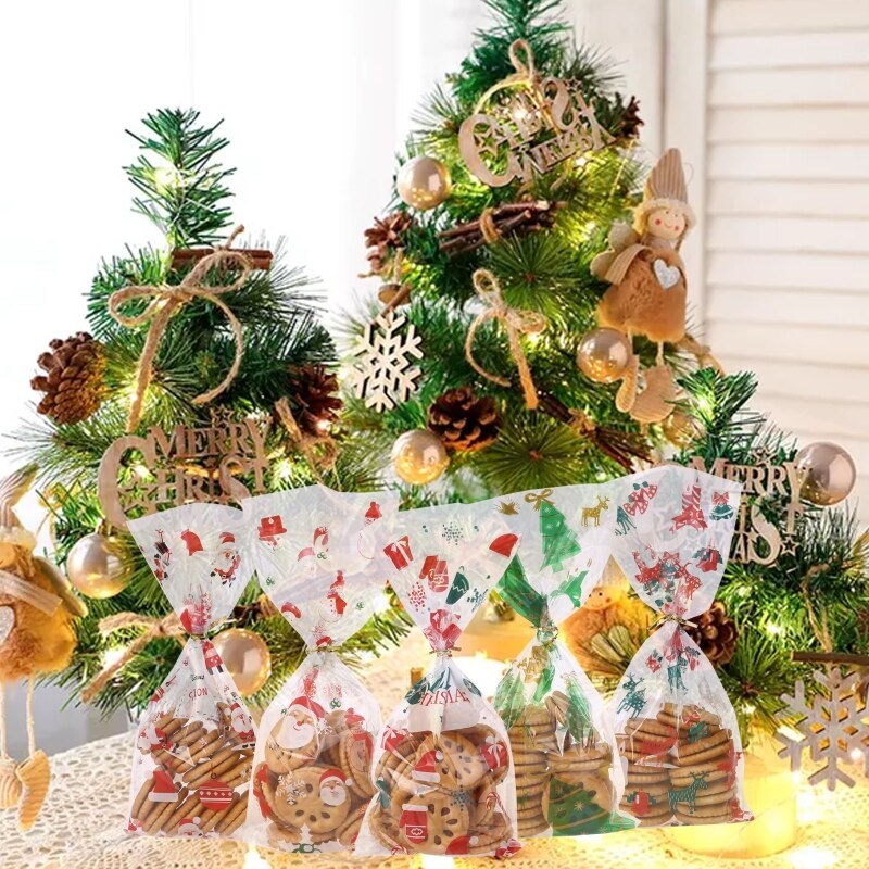 50Pcs Christmas Cellophane Bags Xmas Bag with Ties... – Grandado