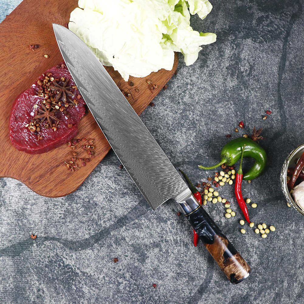 JUMCSONG 1-8 Piece Kitchen Knife Set Damascus Stee... – Grandado