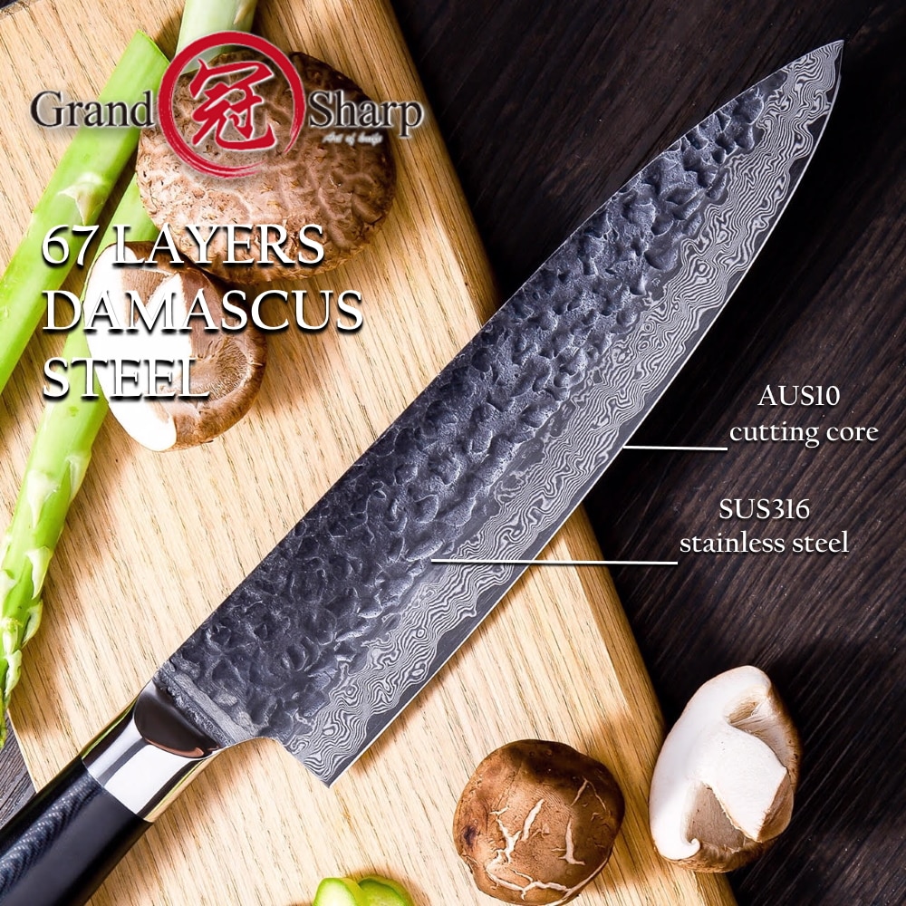 GRANDSHARP 8 Inch Damascus Chef Knife 67 Layers AU... – Grandado