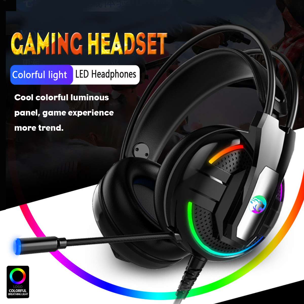 LEORY 3.5mm Gaming Headset MIC LED Colorful Light ... – Vicedeal