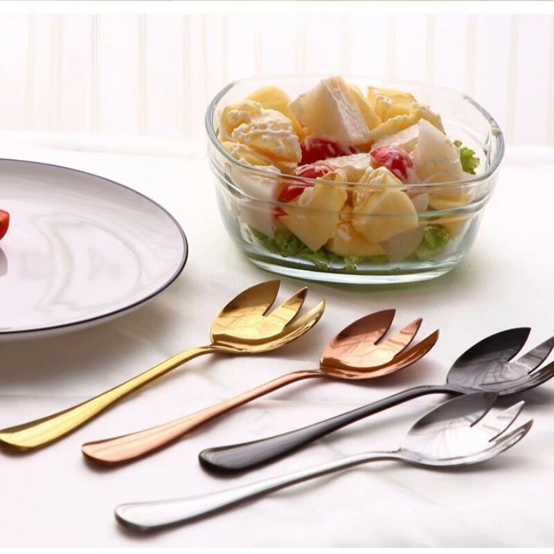 Gold Salad Spoon Stainless Steel Cutlery Set Servi... – Vicedeal