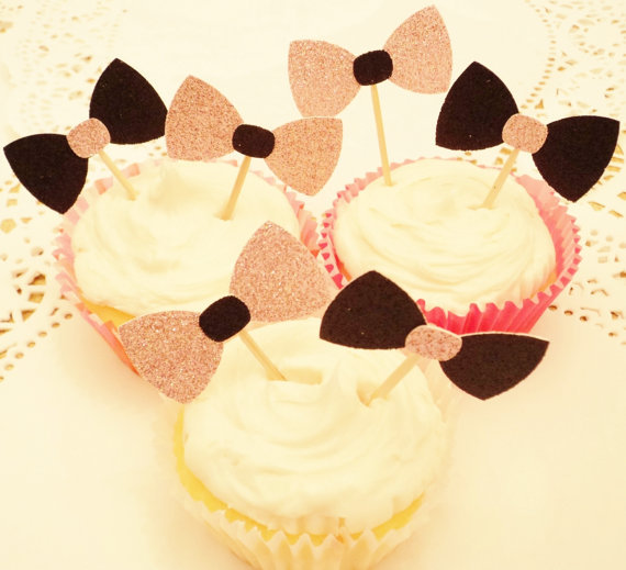 Glitter Bow Cupcake Toppers birthday Cupcake Toppe... – Grandado