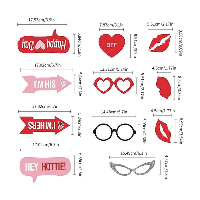 27Pcs/Pack Valentine's Day Photo Booth Props Kit D... – Grandado