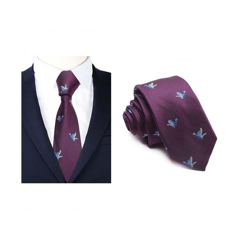 WindJ Polyester Necktie Men Bird Purple Black Busi... – Vicedeal