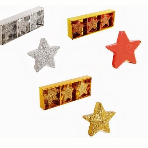 Silvery Star Candle-3 PCs Red – Grandado