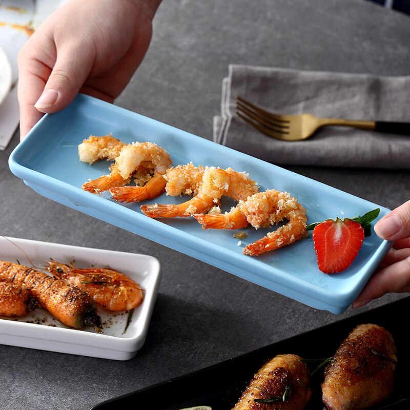 Long Ceramic Snack Plates Food Steak Fries Dish Ca... – Vicedeal