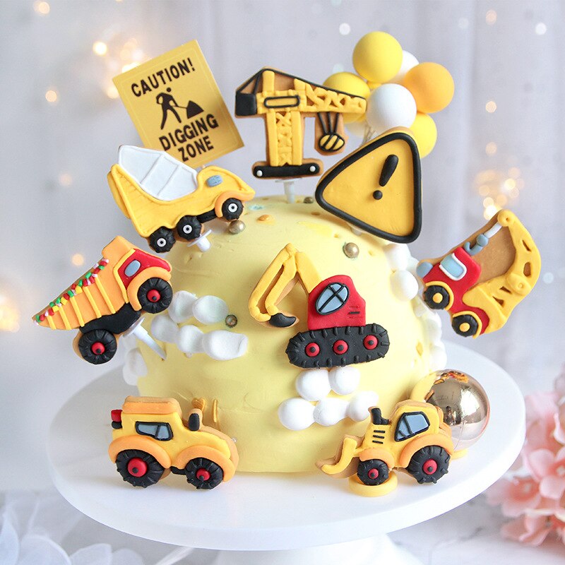 Soft Engineering Car Cake Toppers 1st Boy Birthday... – Grandado
