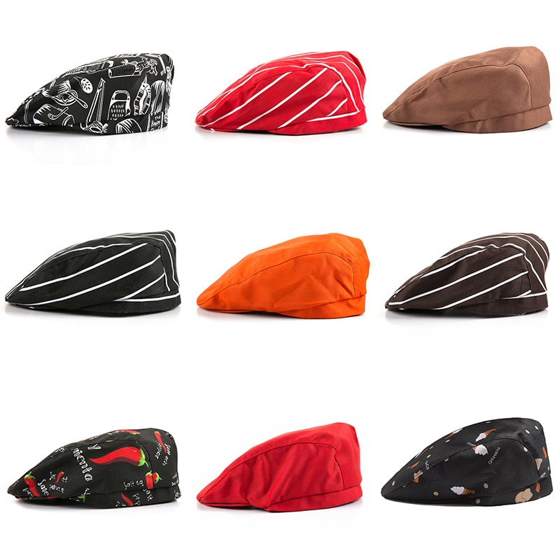 Striped Chef Visors Hat Unisex Women Men Hotel Uni... – Vicedeal