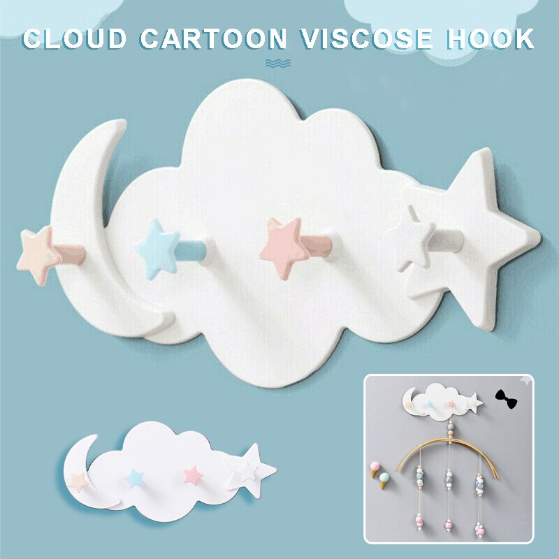 Moln stjärna måne form 4 krokar vägg dörr krok bad... – Grandado
