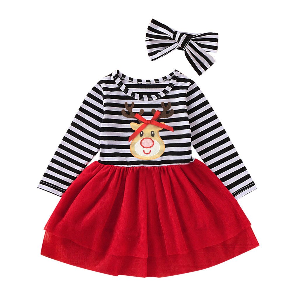 Peuter Meisjes Kerst Jurk Santa Gestreepte Print T... – Vicedeal