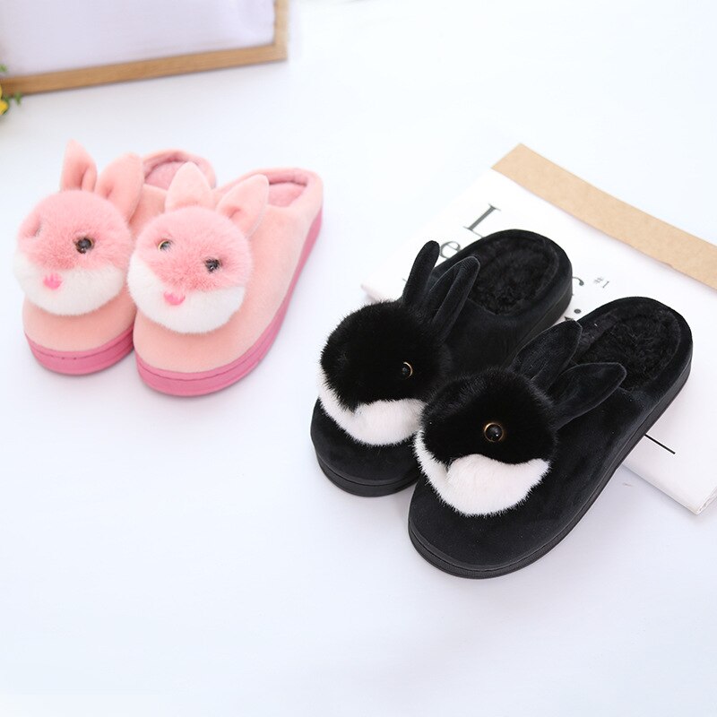 Women Cotton Slippers Cute Cartoon Rabbit Flat sho... – Grandado