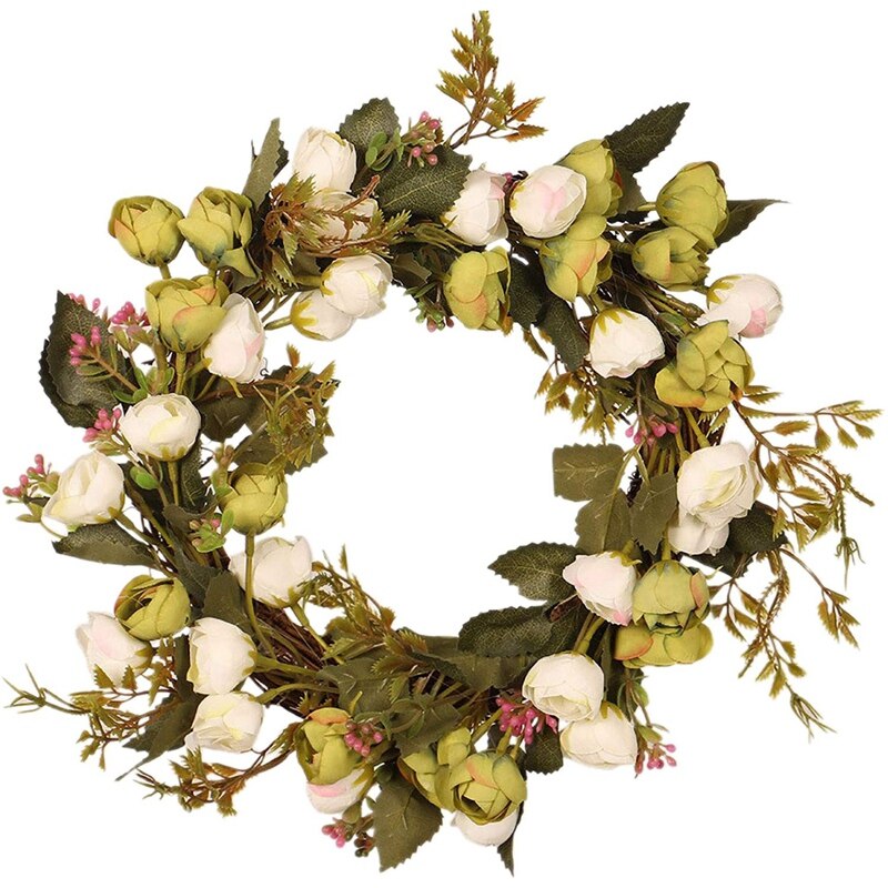 Artificial Rose Flower Wreath Spring Wreath for Fr... – Vicedeal