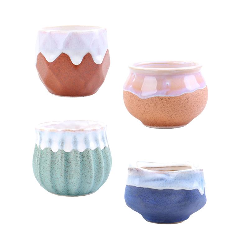 4Pcs Flower Pot Cylinder Pot Ceramic Desktop Decor... – Vicedeal