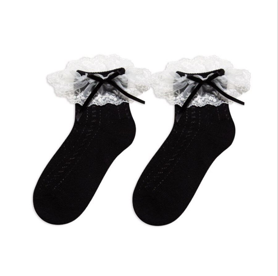 Sweet Japanese Lolita Socks Cute Lace Tirm Bowknot... – Grandado