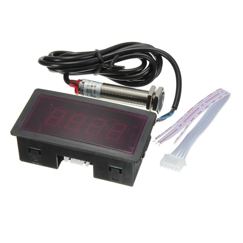 LED 4 Digital Tachometer RPM Speed Meter Red + NPN... – Vicedeal