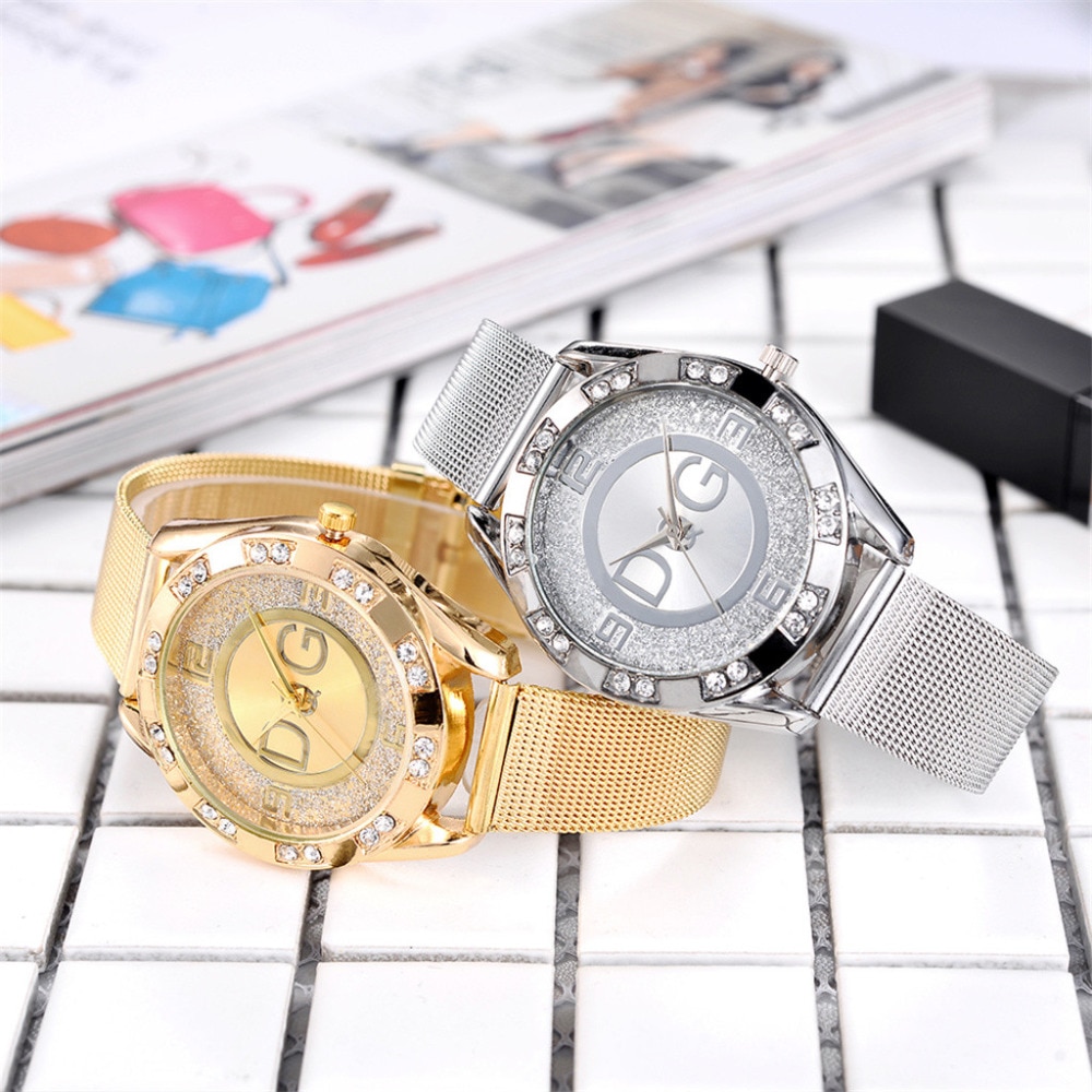Light Luxury Girl Crystal Stainless Steel Analog Q... – Grandado